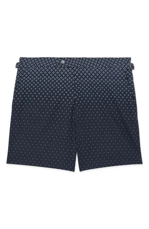 REISS Gradient Geo Print Side Adjuster Swim Trunks