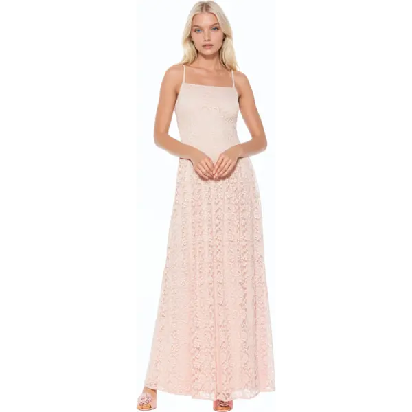 ALEXIA ADMOR Marin Lace Gown With Chiffon Cape - Pink