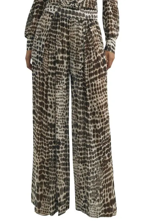 REISS Aurelie Animal Print Wide Leg Pants