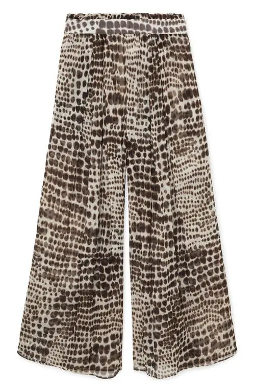 REISS Aurelie Animal Print Wide Leg Pants