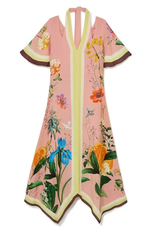REISS Flossy Floral Print Midi Dress