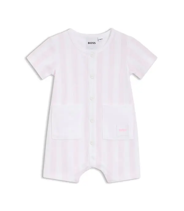BOSS Kidswear Striped Cotton Romper - Light Pink