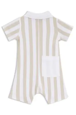 BOSS Baby Romper In Striped Cotton With Polo Collar