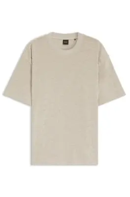 BOSS Floral-jacquard T-shirt In A Cotton Blend - Light Grey