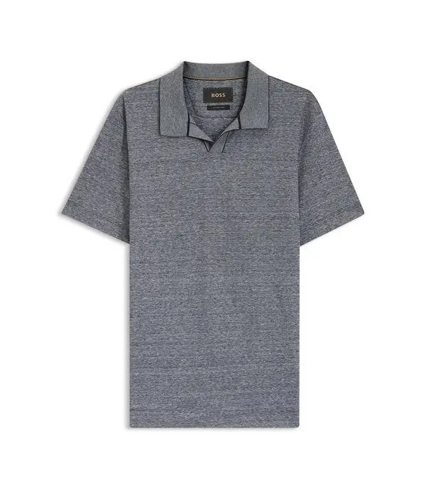 BOSS Cotton-linen Polo Shirt With Johnny Collar