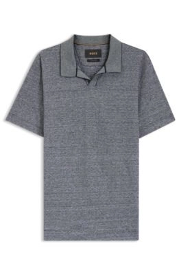 BOSS Cotton-linen Polo Shirt With Johnny Collar