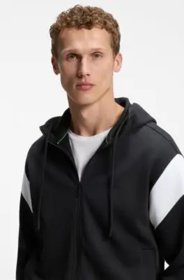 BOSS Zip-up Sweatshirt In Spacer Piqué With Embroidered Logo - Dark Blue