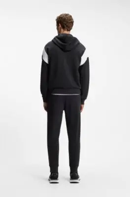BOSS Zip-up Sweatshirt In Spacer Piqué With Embroidered Logo - Dark Blue