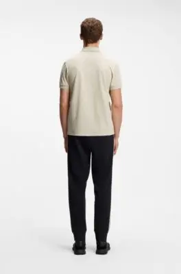 BOSS Cotton-piqué Polo Shirt With All-over Print - Light Beige