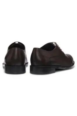 BOSS Italian-made Leather Derby Shoes With Cap Toe