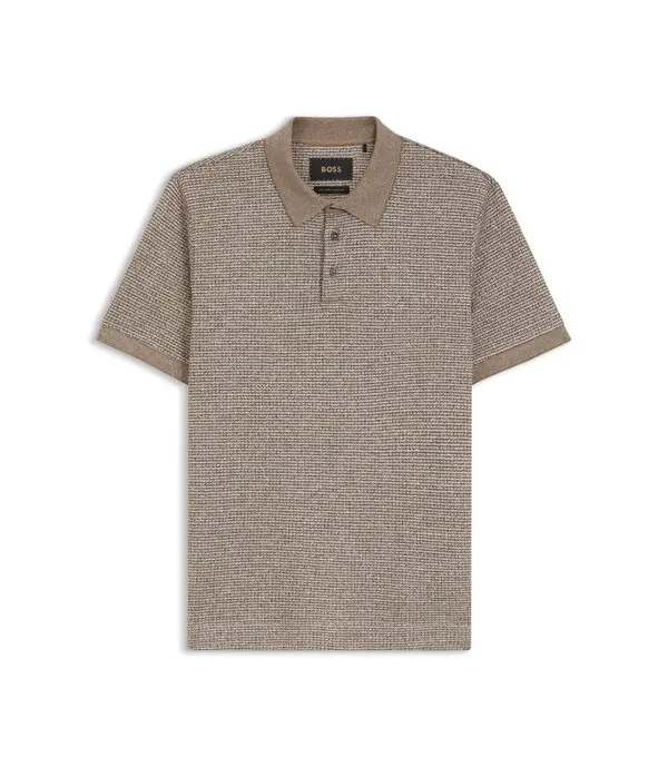 BOSS Regular-fit Polo Shirt With Micro Mouliné Finish - Light Beige