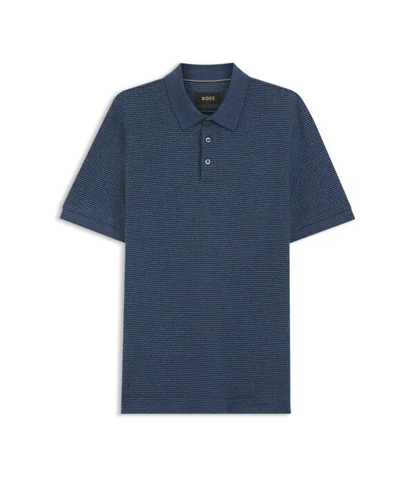 BOSS Regular-fit Polo Shirt With Micro Mouliné Finish - Light Blue
