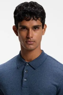 BOSS Regular-fit Polo Shirt With Micro Mouliné Finish - Light Blue