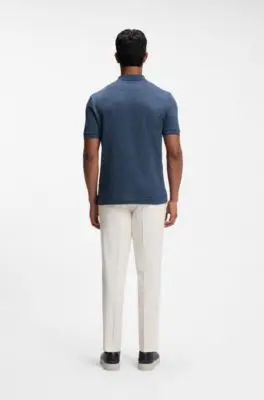 BOSS Regular-fit Polo Shirt With Micro Mouliné Finish - Light Blue