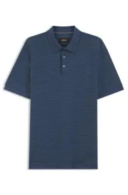 BOSS Regular-fit Polo Shirt With Micro Mouliné Finish - Light Blue