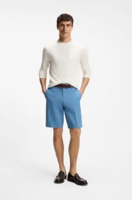 BOSS Tapered-fit Shorts In Cotton And Silk Blend