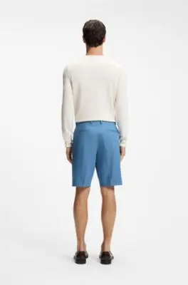 BOSS Tapered-fit Shorts In Cotton And Silk Blend