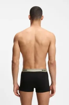 BOSS Three-pack Of Trunks With Logo Waistbands - Light Green
