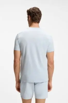 BOSS Cotton Jersey T-shirt With Logo Print - Light Blue