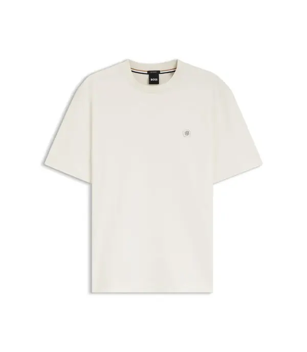 BOSS Cotton T-shirt With Double-b Monogram Badge - White