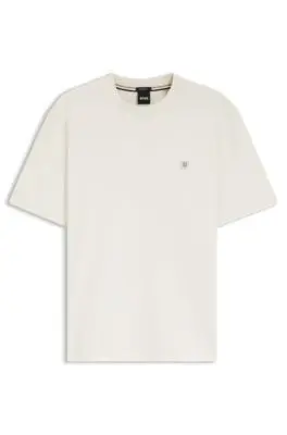 BOSS Cotton T-shirt With Double-b Monogram Badge - White