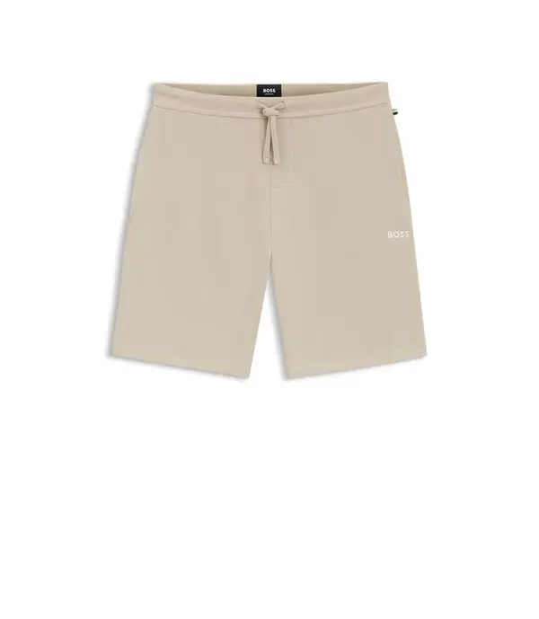 BOSS Cotton-blend Lounge Shorts With Embroidered Logo - Light Beige