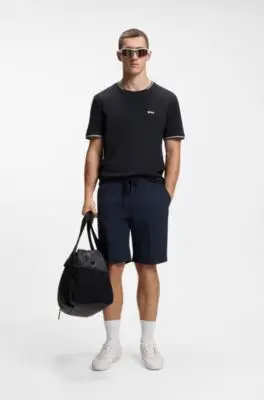 BOSS Stretch-cotton T-shirt With Stripes And Logo