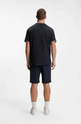 BOSS Stretch-cotton T-shirt With Stripes And Logo