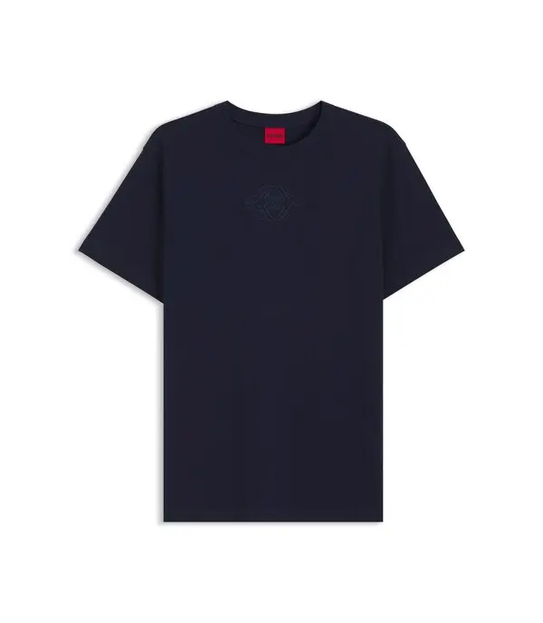 Hugo Cotton T-shirt With Embroidered Logo - Blue