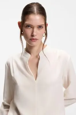 BOSS Relaxed-fit Sandwashed Silk Blouse