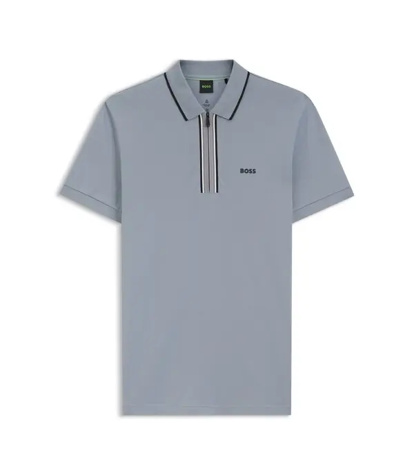 BOSS Active Slim-fit Polo Shirt In Moisture-wicking Stretch Cotton - Dark Grey