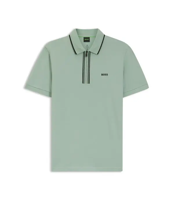 BOSS Active Slim-fit Polo Shirt In Moisture-wicking Stretch Cotton - Light Green
