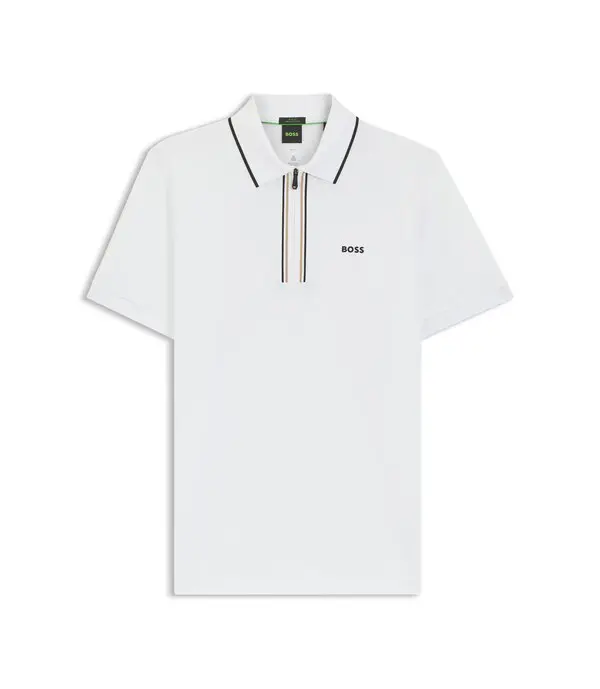 BOSS Active Slim-fit Polo Shirt In Moisture-wicking Stretch Cotton - White