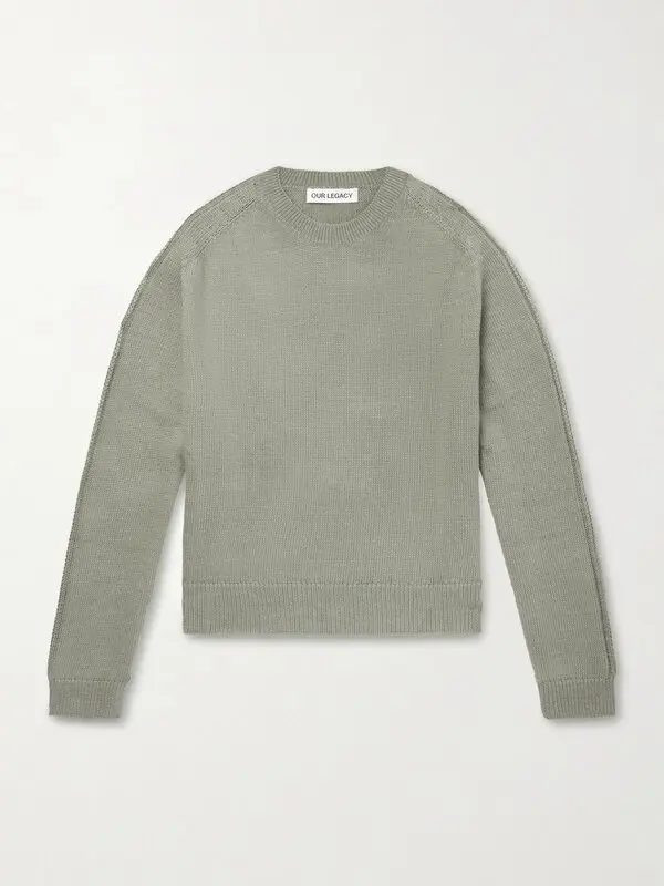 Our Legacy Knitted Cotton Crewneck Sweater - Green