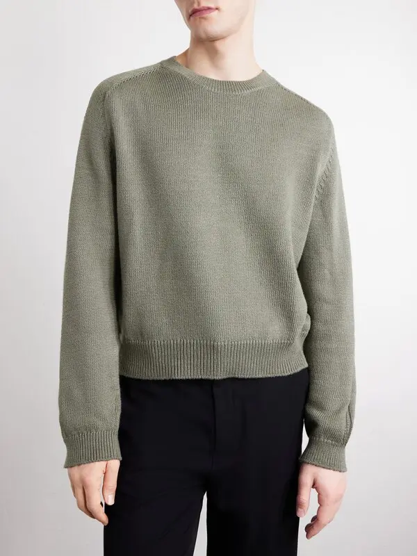 Our Legacy Knitted Cotton Crewneck Sweater - Green