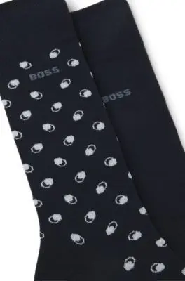 BOSS Two-pack Combed Cotton Blend Socks - Dark Blue