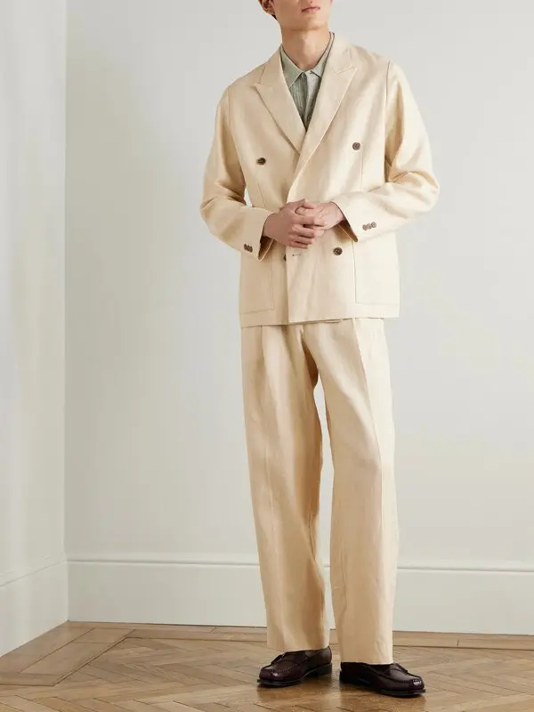Nn07 Jordin 1454 Double-breasted Linen Suit Jacket