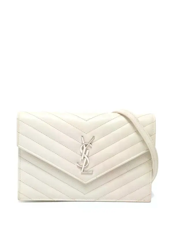 Saint Laurent Quilted Chain-link Shoulder Bag - White