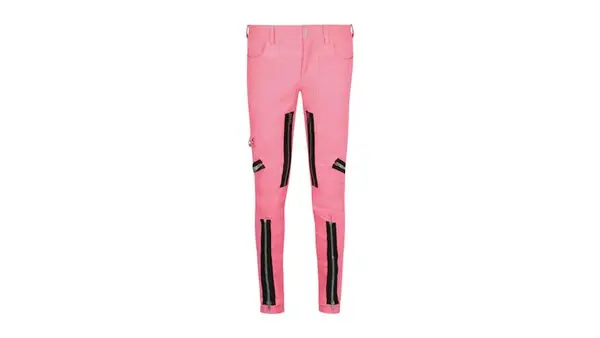Givenchy Exposed Zipper Skinny Leather Pants - Coral