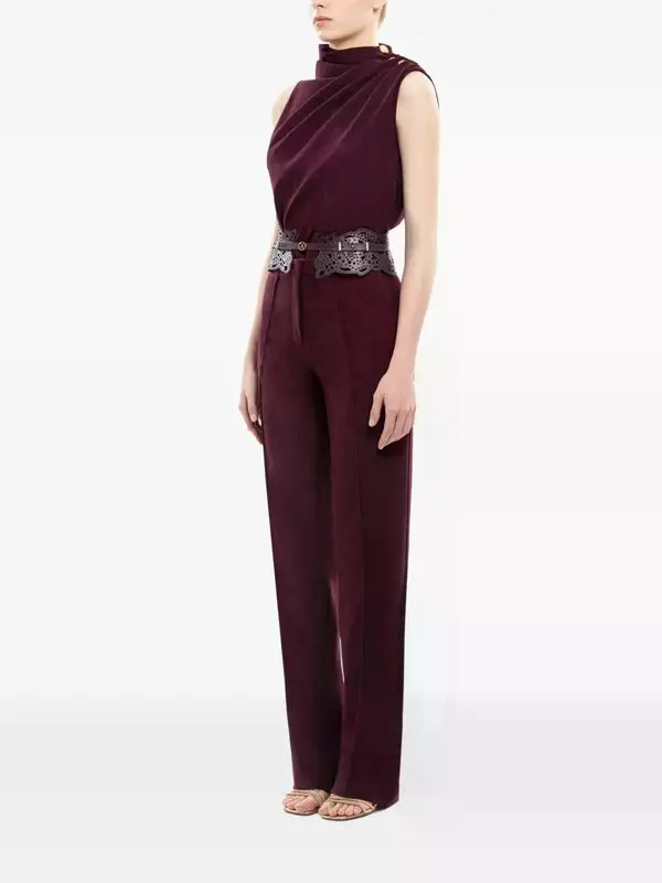 SAIID KOBEISY Sleeveless High Neck Pleated Top With Decorative Buttons