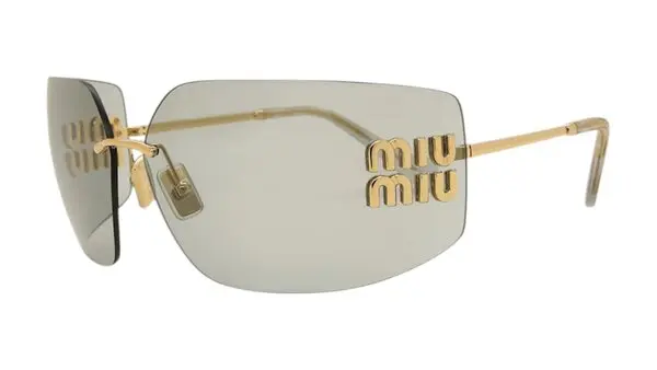 Miu Miu Square Frameless Logo Sunglasses - Gold