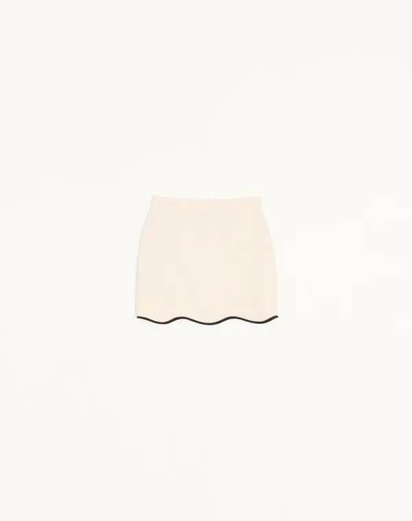 Valentino Garavani Crepe Couture Mini Skirt With Scalloped Hem - Vanilla/black