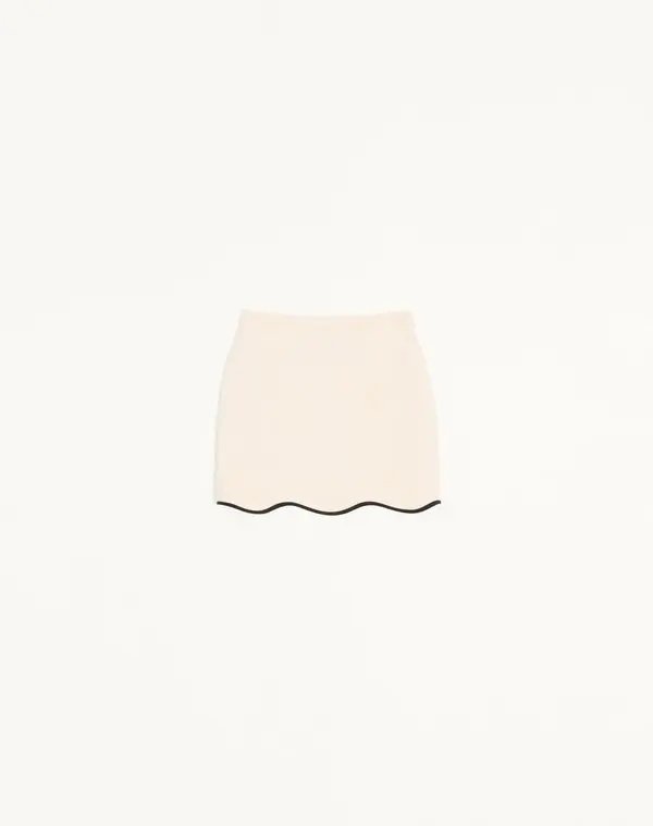 Valentino Garavani Crepe Couture Mini Skirt With Scalloped Hem - Vanilla/black