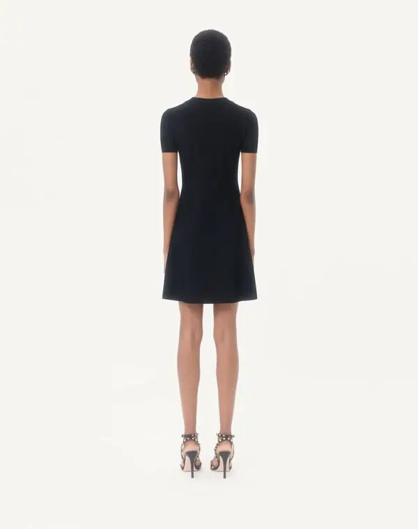 Valentino Garavani Embroidered Knit Dress With Rhinestone Necklace