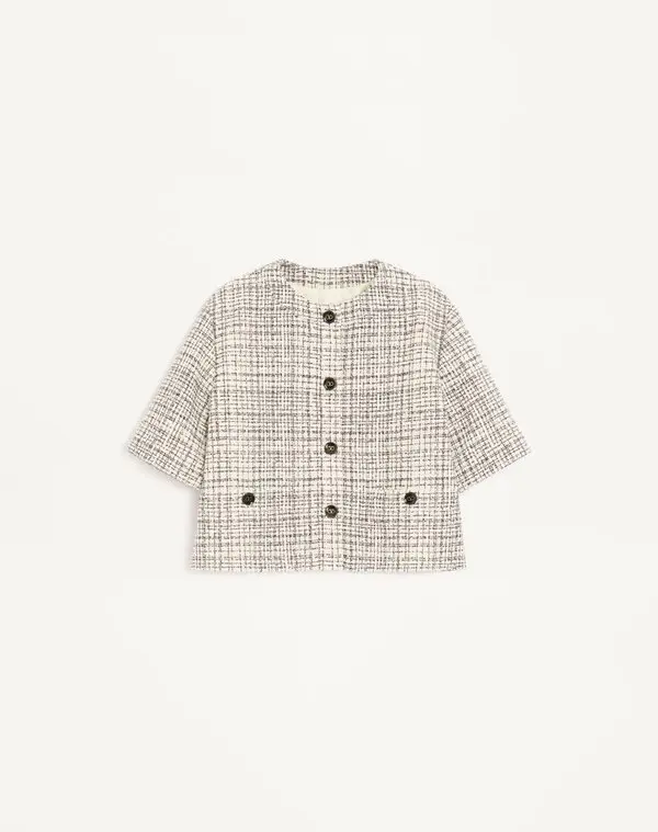 Valentino Garavani Square Tweed Jacket - Vanilla/black