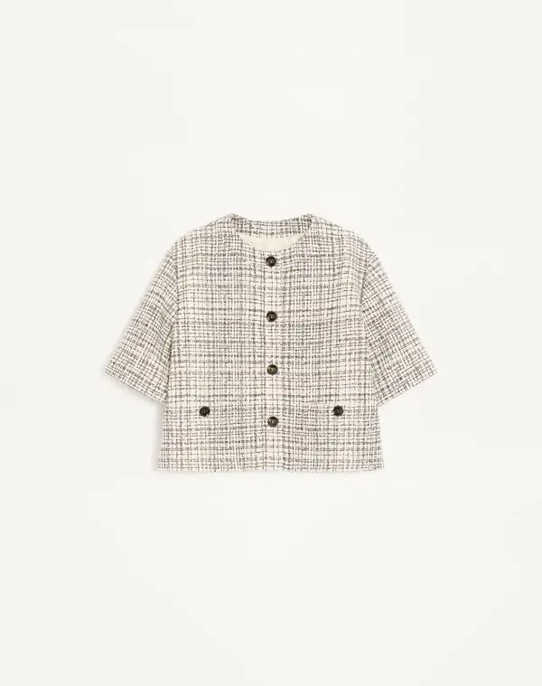 Valentino Garavani Square Tweed Jacket - Vanilla/black