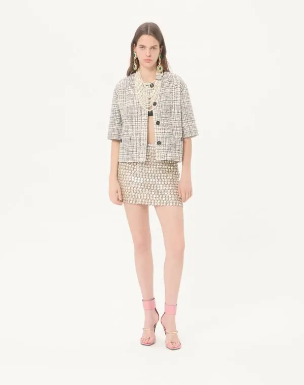 Valentino Garavani Square Tweed Jacket - Vanilla/black