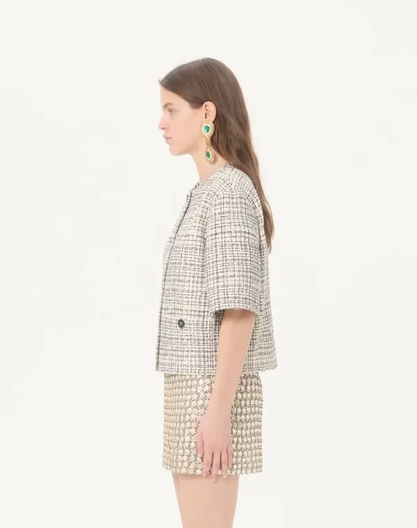 Valentino Garavani Square Tweed Jacket - Vanilla/black