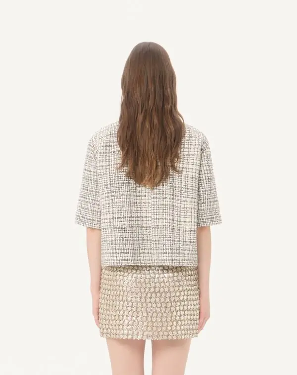 Valentino Garavani Square Tweed Jacket - Vanilla/black