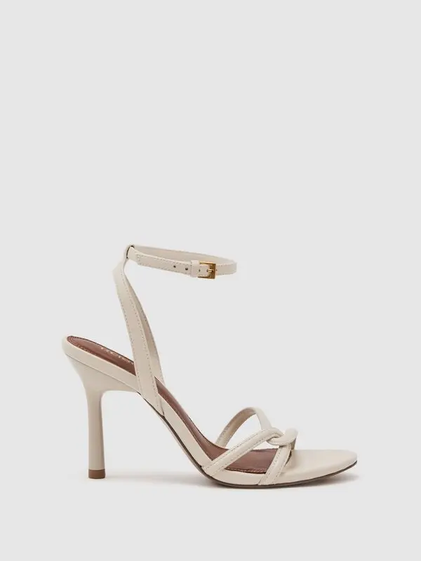 REISS Leather Link-strap Stiletto Sandals - White